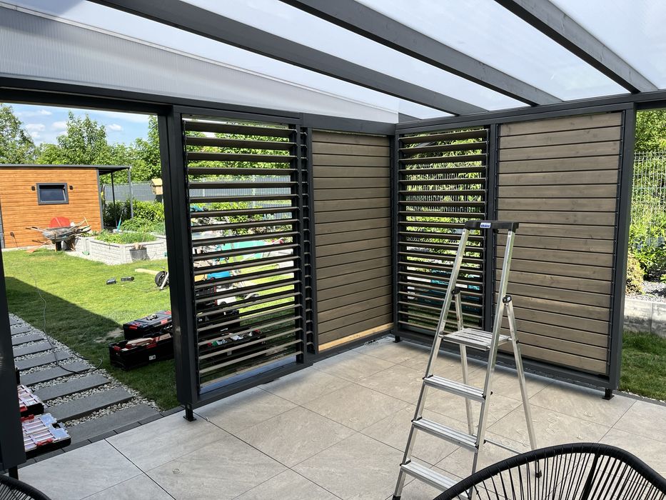 Zadaszenie tarasu poliweglanem shuttersy ruchome deseczki Kalisz • OLX.pl