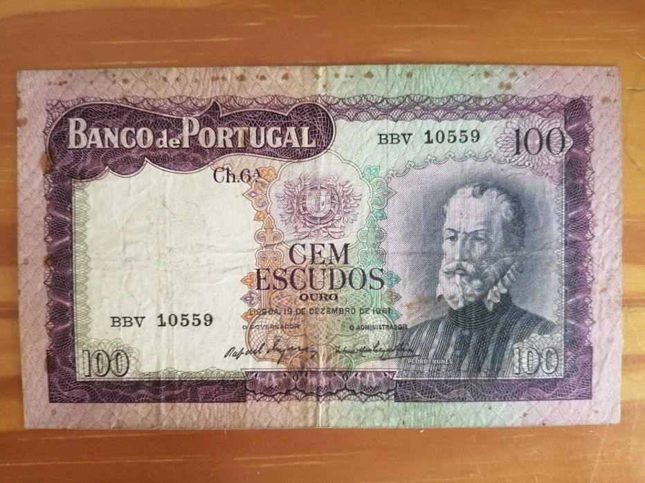 Nota 100 Escudos - 1961 - Pedro Nunes Santa Iria De Azoia, São João Da ...