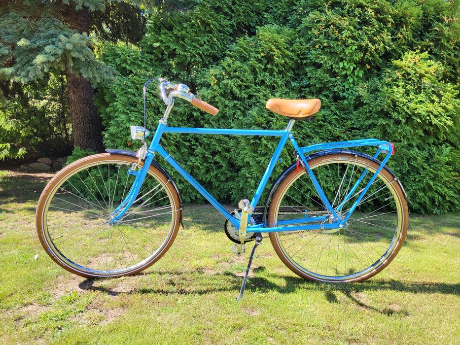 Rower retro odnowiony oryginalny Niebieski Popłacin • OLX.pl