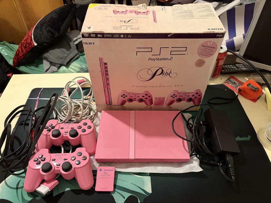 Playstation 2 versão Pal Pink Starter pack completo Mafamude E Vilar Do ...