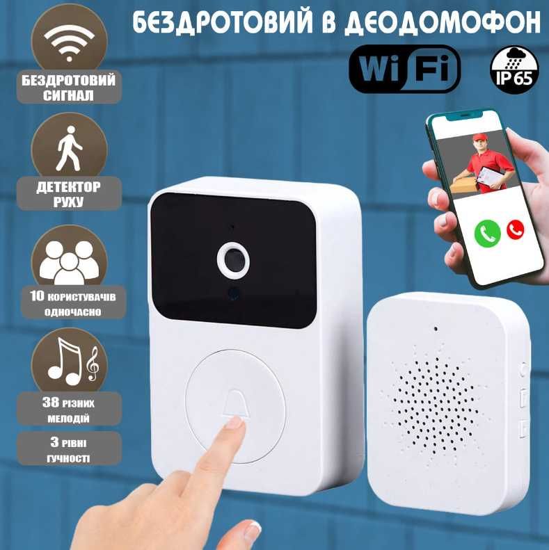 Беспроводной домофон с камерой и WIFI Doorbell X9,Умный звонок: 750 грн ...