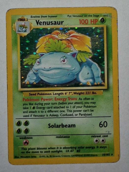 Karta Pokemon Venusaur Pokemon Base Set Holo Warszawa Śródmieście • OLX.pl