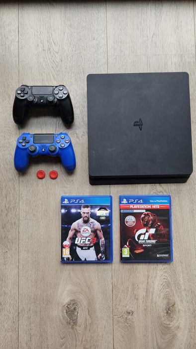 PS4 Slim 1TB | 2 Pady (Blue & Black) | Gry: UFC 3, GT Sport | Zadbana ...
