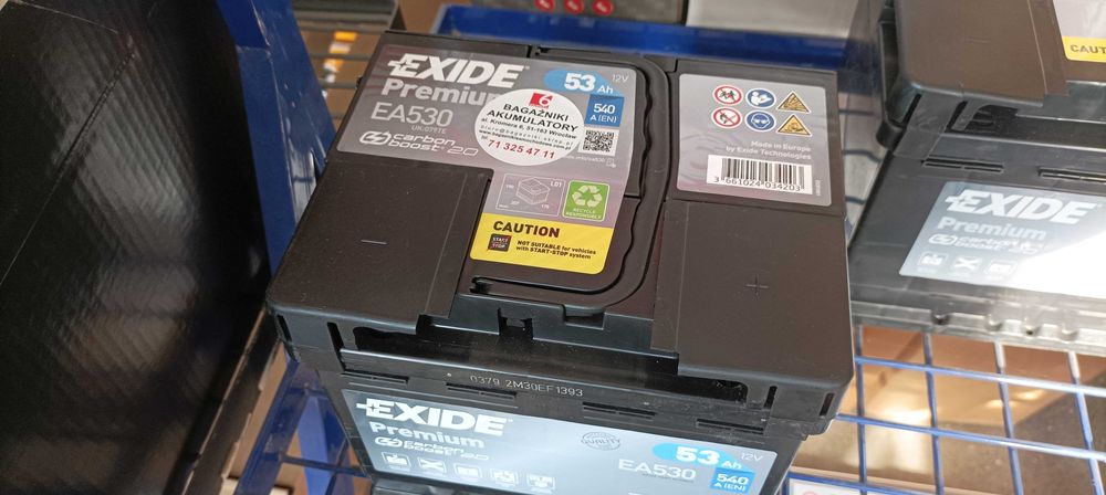 Oryginalny akumulator EA530 53Ah Exide Premium carbon Boost Wrocław ...