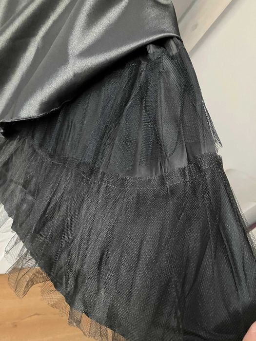 Spódnica szara tafta z podszewką 308 cm w obwodzie na dole rozm S/M ...