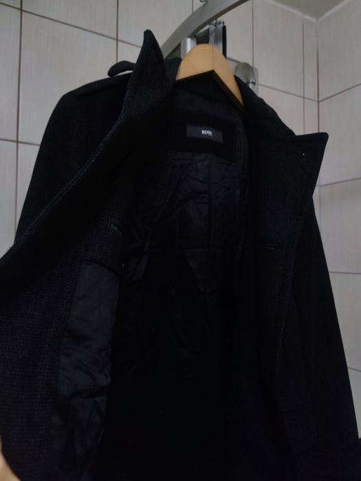 Płaszcz Hugo Boss XL czarny szary siwy wełniany elegancki męski pł ...