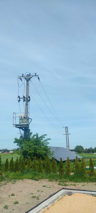 Stacja transformatorowa, słup SN 15 kV + linia napowietrzna.Moc 120 kW ...