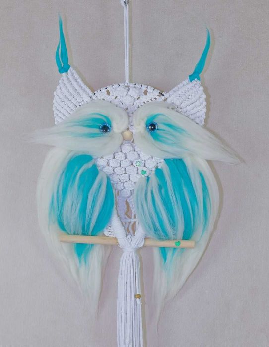 Sowa z makramy z wełną czesankową Mysłowice • OLX.pl