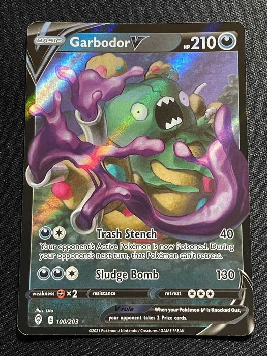 Carta Pokémon Garbodor V 100/203 Evolving Skies Esmoriz • OLX Portugal