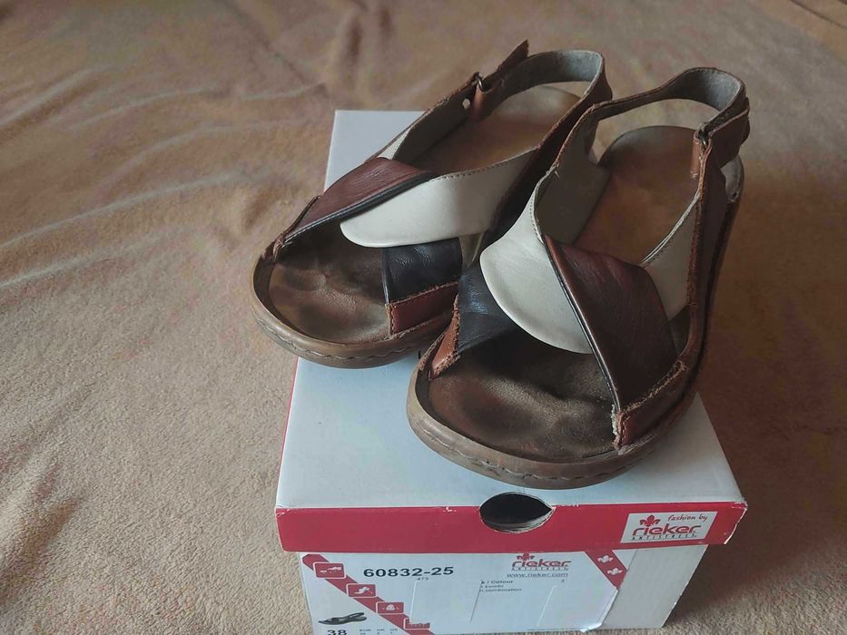 Rieker - Skórzane sandały brązowe Włocławek • OLX.pl