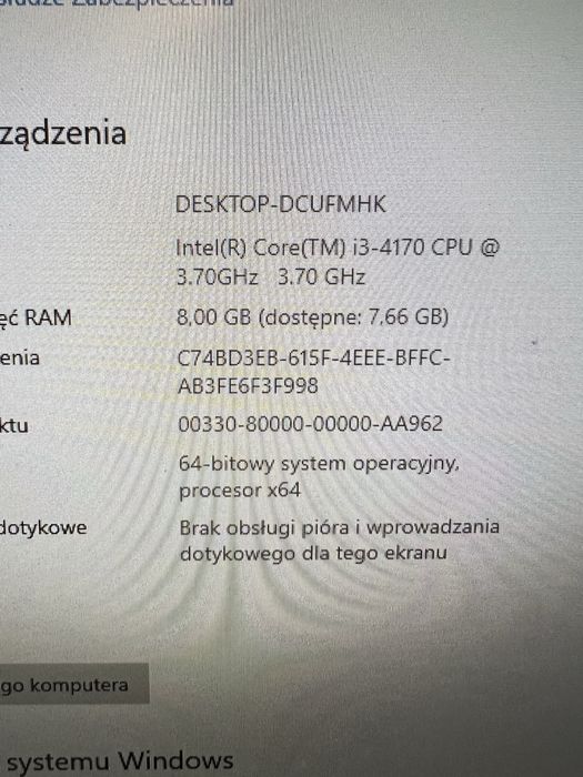 Komputer PC Intel i3, 8GB RAM, 128GB SSD, monitor DELL 24’ 2414h Kowale ...