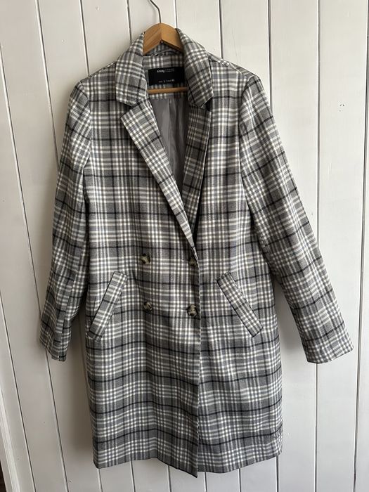 Cienki płaszcz marynarka kartkę szara krata hm zara 40 l m 38 oversize Łódź Bałuty • OLX.pl
