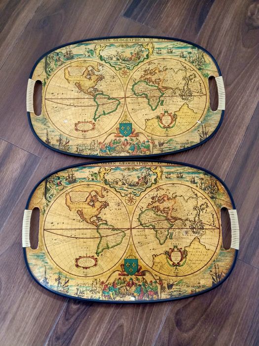 Taca mapa świata dekoracja vintage indie retro do kuchni ozdoba PRL ...