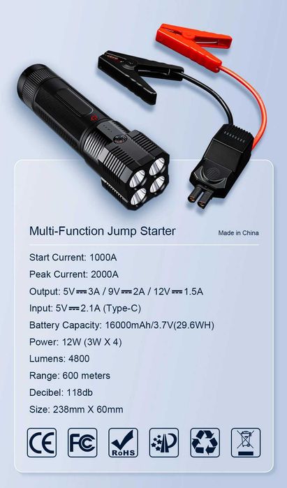 Пусковое устройство автомобильный бустер Jump Starter Camason 16000mAh ...