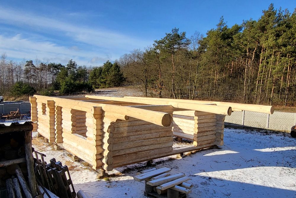 Dom z bala bali drewna dziki bal Kościelec • OLX.pl