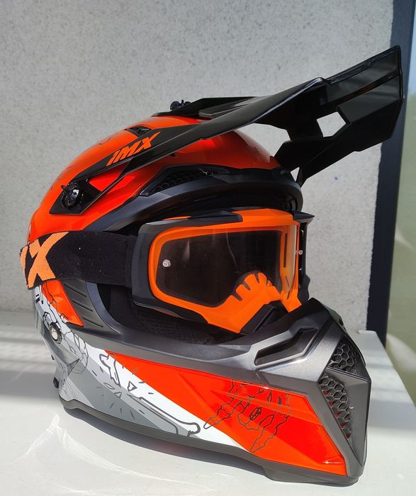 OKAZJA Kask gogle cross enduro dh MTB fullface IMX FMX-02 komplet ...