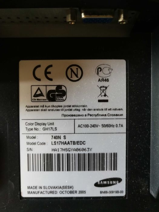 Монитор Samsung SyncMaster 740N: 800 грн. - Мониторы Запорожье на Olx
