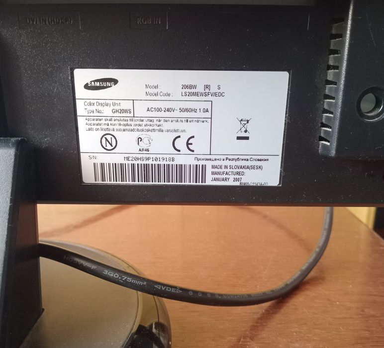 Монітор 20" Samsung SyncMaster 206BW, на запчастини: 750 грн ...