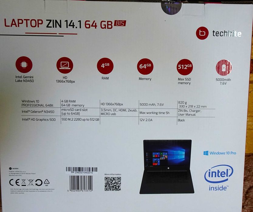 Ноутбук новий "techBite ZIN 14.1 64 GB BIS": 7 400 грн. - Ноутбуки Луцьк на Olx