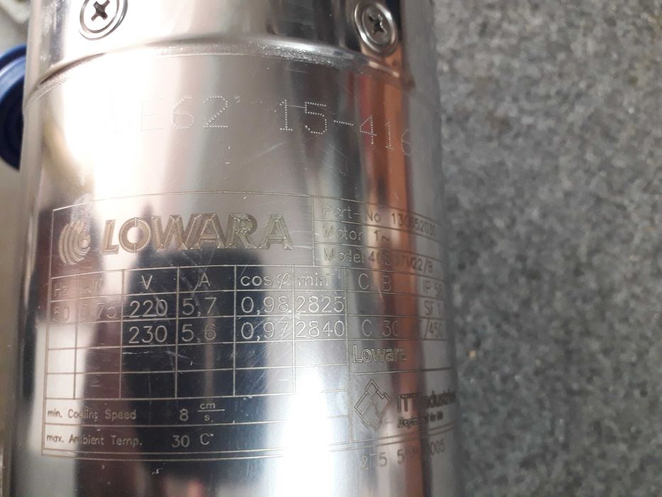 Motor p/bomba submersível Lowara, serie 40S, 220v, 5,7A, 50Hz, 0,75Kw, União de Freguesias da ...