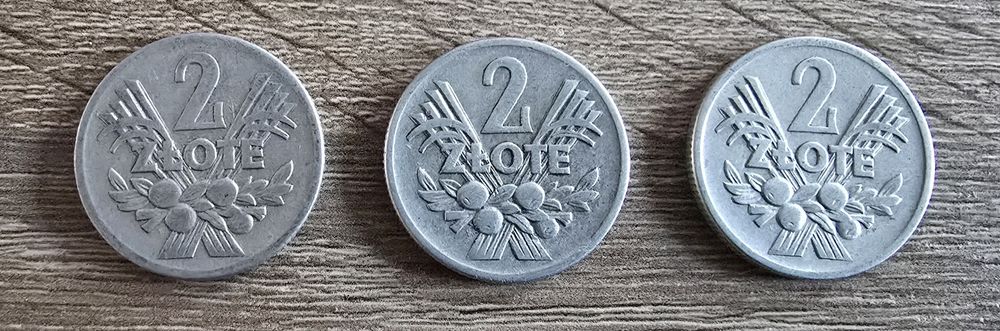 Monety 2 zl z 1958 roku. Jagoda z obiegu, 3szt. Kościan • OLX.pl