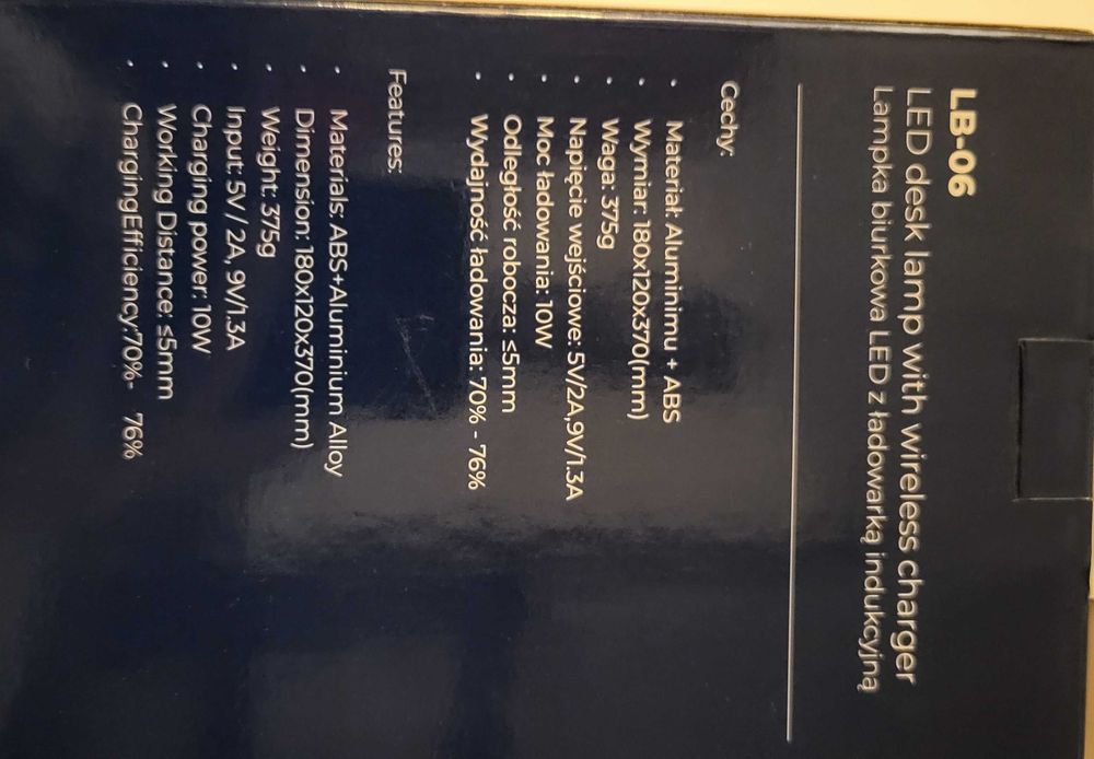 Nowa LED lampka biurkowa BLOW LB-06 z ładowarką indukcyjną IQ Garwolin • OLX.pl