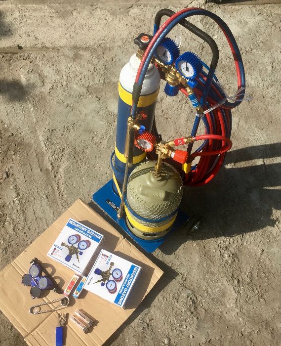 Zestaw do cięcia na wózku 5kg propan 10l tlen palnik do cięcia Sherman ...