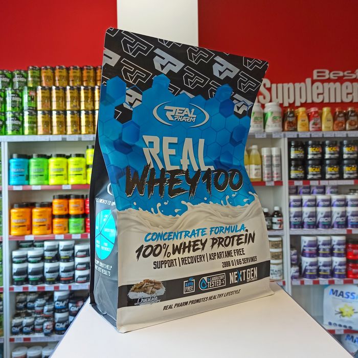 Real Pharm Real Whey 2000g Białko WPC Odżywka Białkowa czekoladowa ...