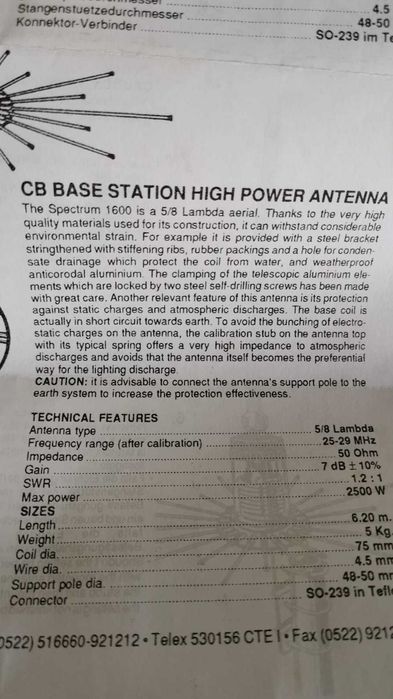 Antena CB Spectrum 1600 a estrear Sacavém E Prior Velho • OLX.pt