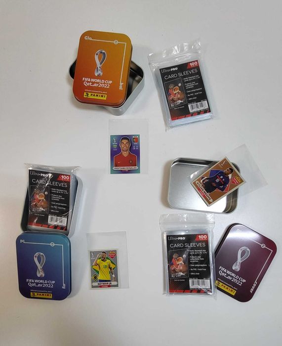 Mundial Catar 2022 - Conjunto 3 caixas Tin Pocket + 300 Card Sleeves ...
