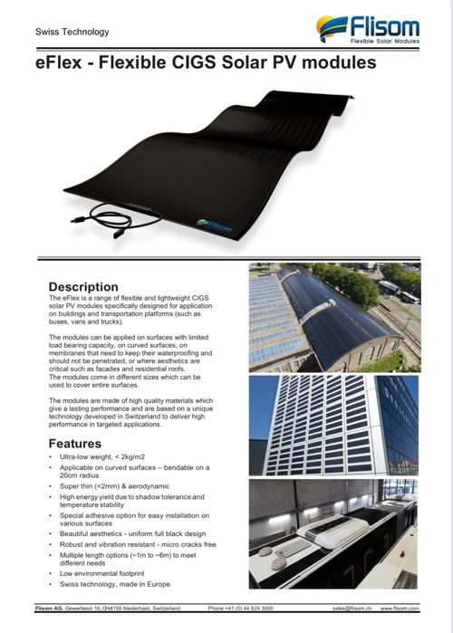 Гнучкі сонячні панелі eFlex Швейцарський виробник Flisom: 1 782 грн ...