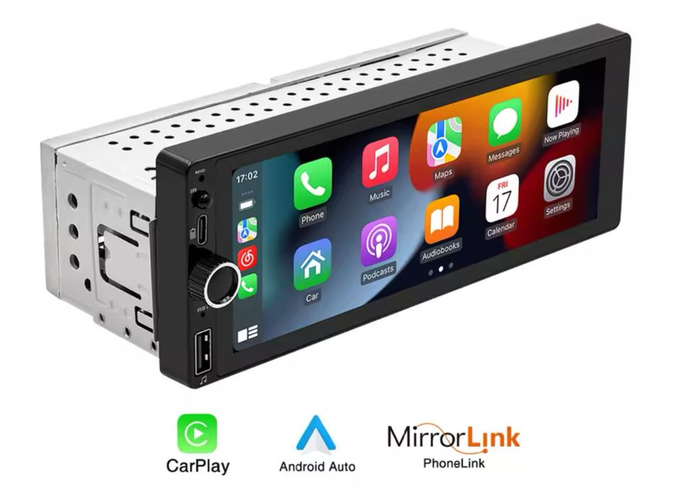 Radio 1 din CarPlay Android Auto Bluetooth USB camara traseira MP5 São ...