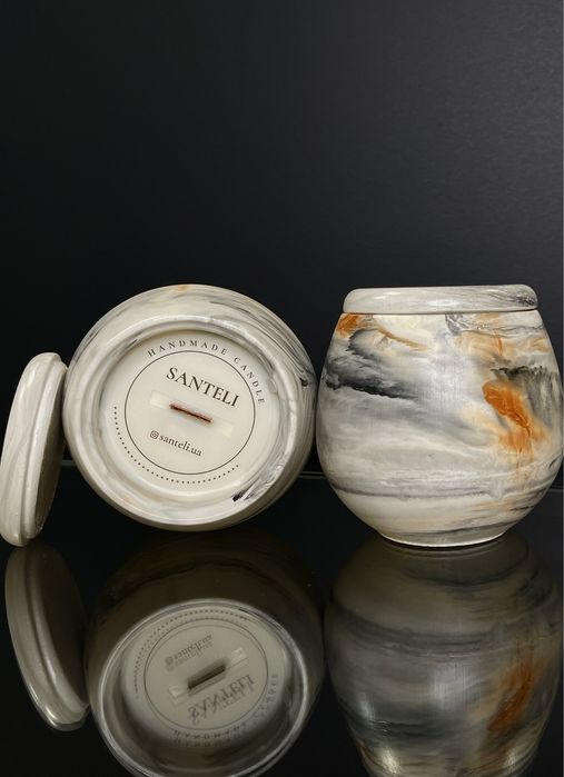 Соєві свічки ручної роботи гіпсові форми мармурові кашпо 600 грн Витвори майстрів