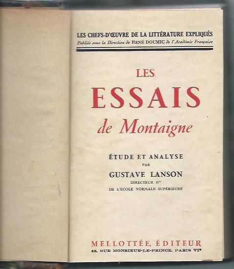 Les essais de Montaigne_Gustave Lanson_Mellottée Arroios • OLX Portugal
