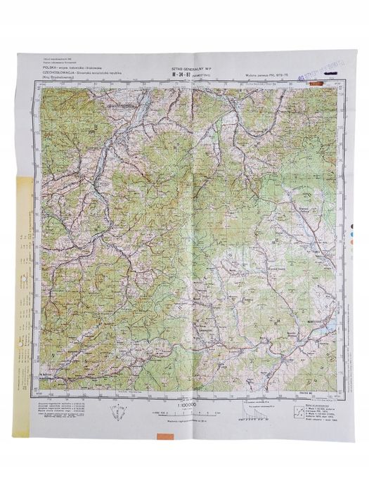 Wojskowa Mapa Topograficzna WP Historyczna M-34-87 Namestovo 1975 ...