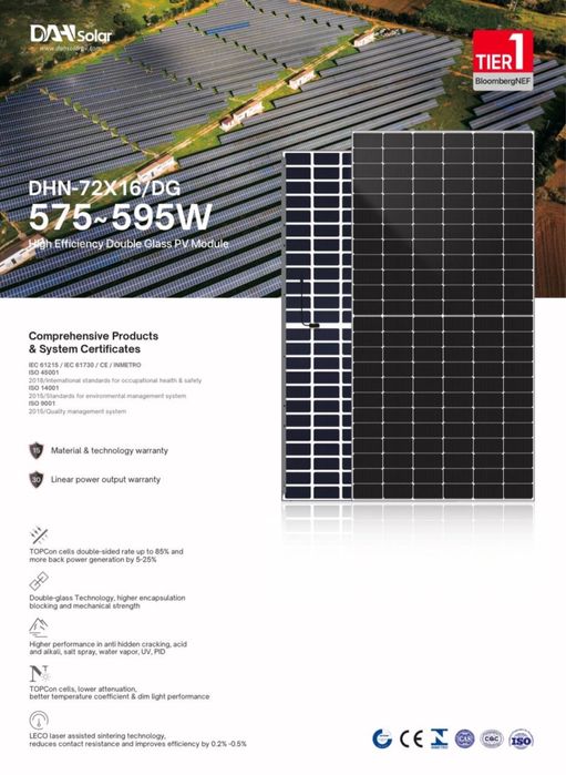 Двосторонні сонячні панелі DAH Solar 630W моделі DHN-78X16-DG: 3 250 грн. - Електрика ...