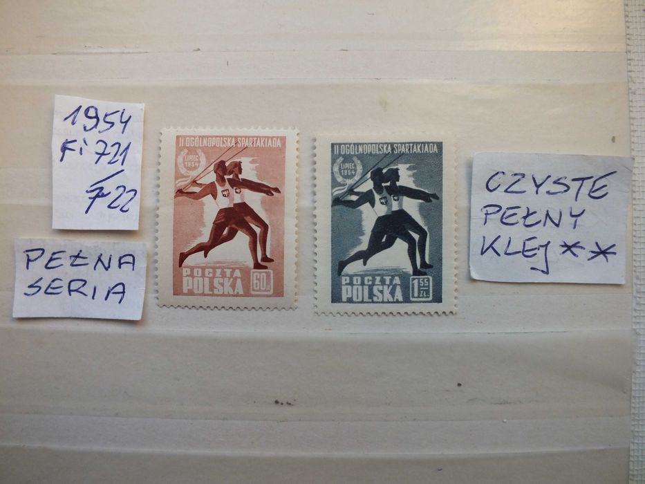 2szt. znaczki pełna seria Fi721 Polska 1954r. SPORT czyste ** PRL Gdańsk Siedlce • OLX.pl