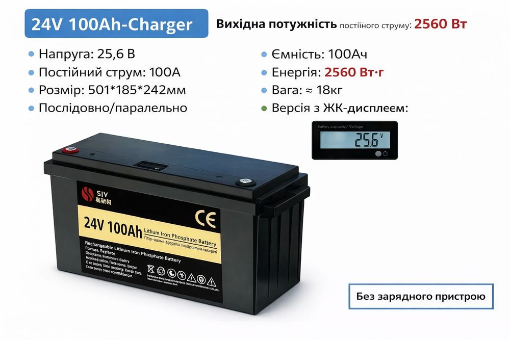 !Новий Акумулятор SJY LiFePo4 24v 100ah 2560wh: 19 500 грн. - Зарядні ...