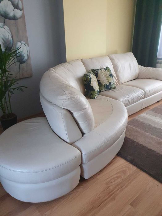 Sofa, skóra ecru Kozy • OLX.pl