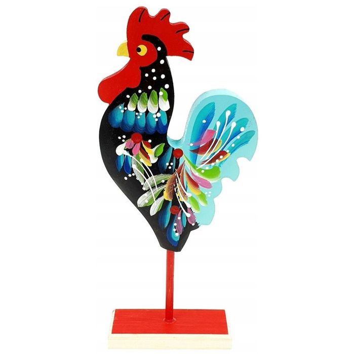 Kogut Na Podstawce Drewniany Kogucik Figurka Malowany Folk Tworkowa ...