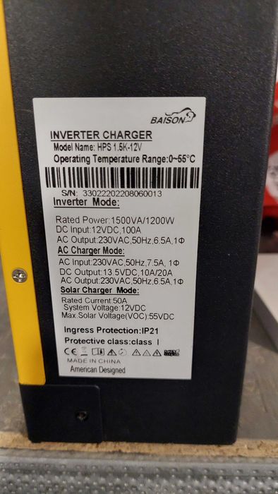 Гібридний інвертор BAISON HPS-1.5-1200W: 7 000 грн. - Перетворювачі напруги Одеса на Olx