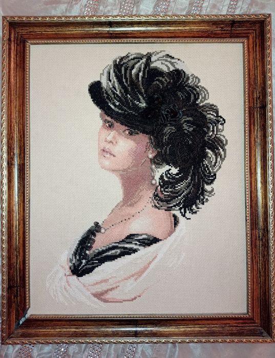 Вишита картина Дама в капелюсі 500 грн Витвори майстрів рукоділля Дніпро на Olx