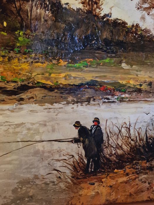 Piekny Obraz Pejzaż Sztafaż Michel Lenglard "Lensky" ORYGINAŁ Gdańsk ...