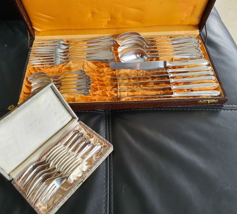 Niemieckie sztućce srebrne próba 800 idealny komplet 30 sztuk na 6 os ...