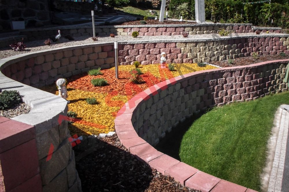 Pustak oporowy skarpowy mur murek ogrodowy łupany łukowy gazon grafit ...