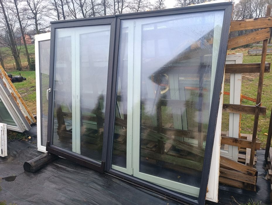 Okno 265x218 antracyt PSK 3-szybowe tarasowe drzwi balkonowe przesuwne ...