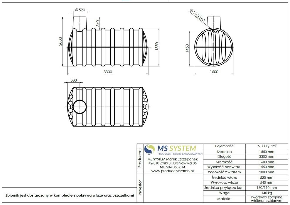 Szambo plastikowe 5m3, zbiornik plastikowy na deszczówkę Poraj • OLX.pl