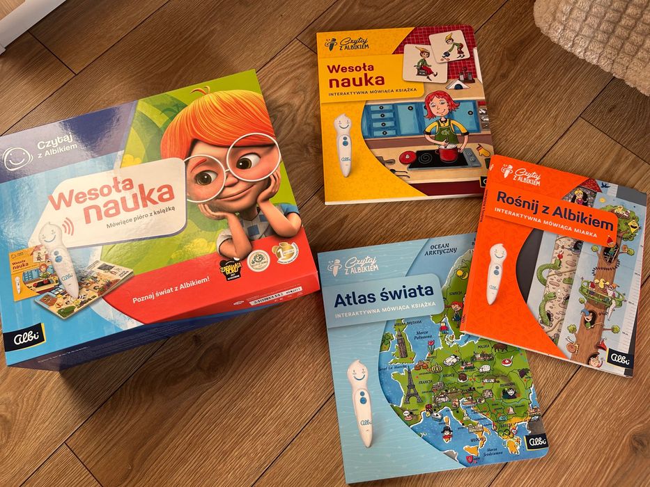 Rezerwacja Albik Wesoła nauka pióro + miarka + atlas świata SUPER STAN ...