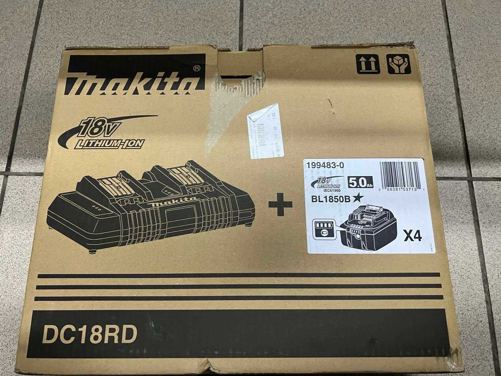 Makita 199483-0 Набор аккумуляторов 5 Ач * 4 BL1850B + зарядка DC18RD ...