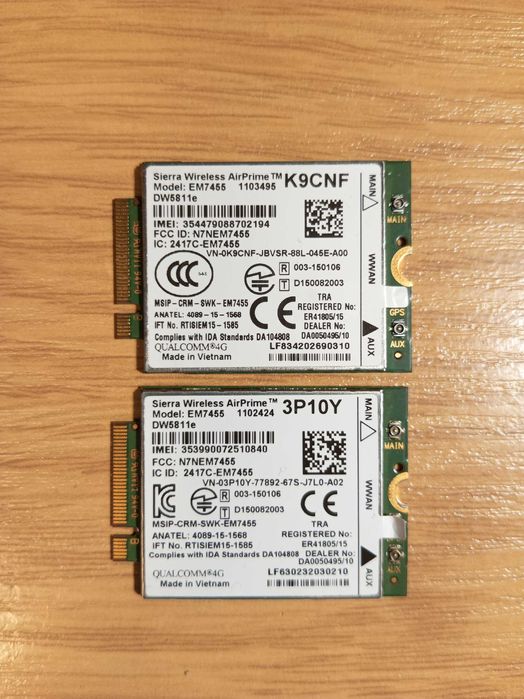 4Gмодем EM7455 DW5811E для Dell Latitude 7480 E5570 E5470 E7470 E7270 ...